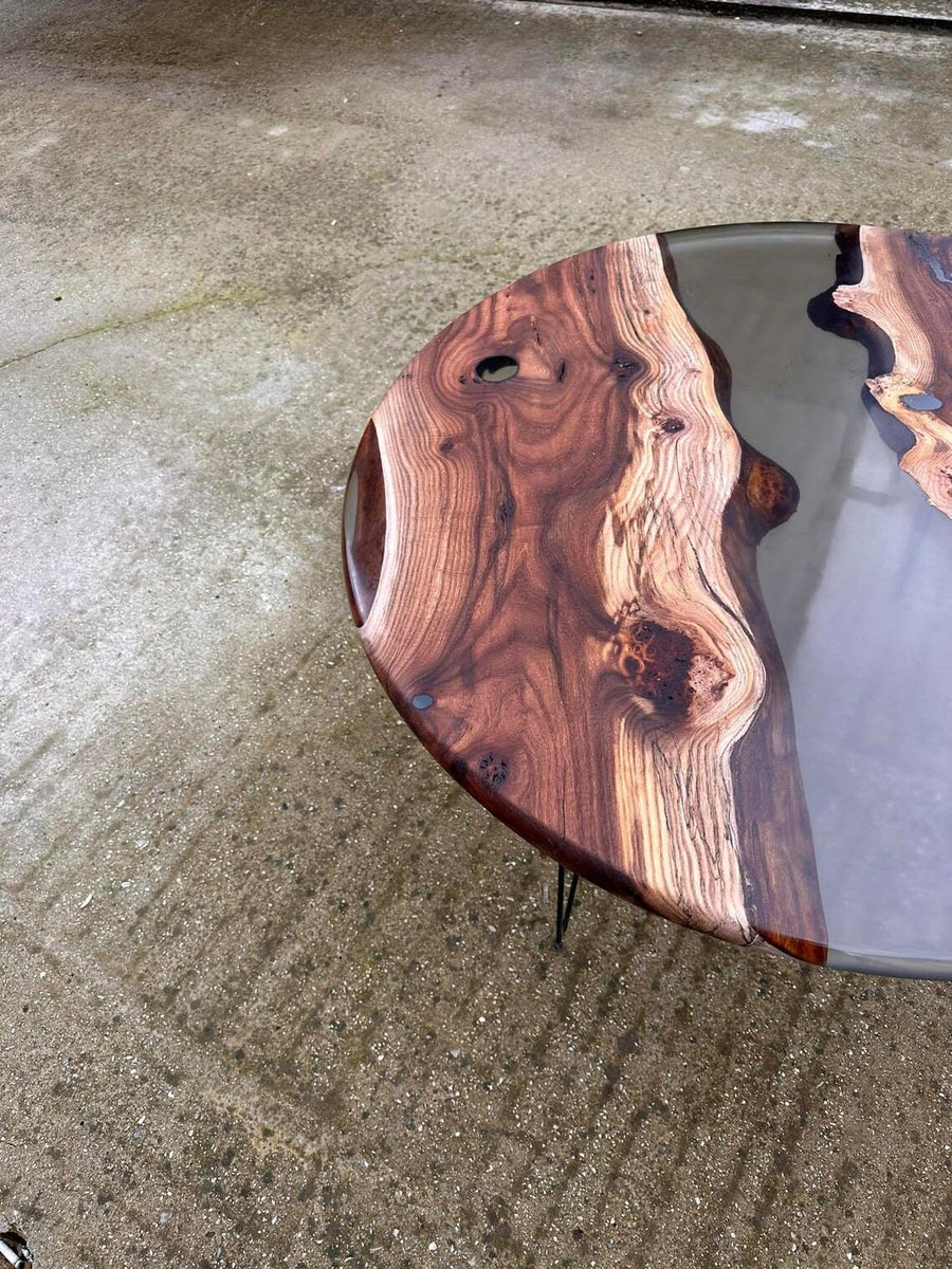 TUZECH Personalized Clear Grey Epoxy Resin Table Round Coffee Table ...